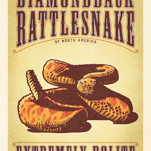 Retro Style Humorous Rattlesnake Poster - Rattlesnake Print - American ...