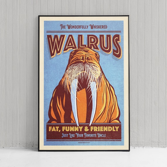 Retro Style Humorous Walrus Poster Walrus Print American | Etsy