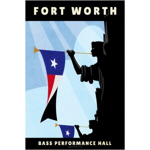 Bass Hall Wall Art Print - Texas Travel Poster - Architecture Poster ...