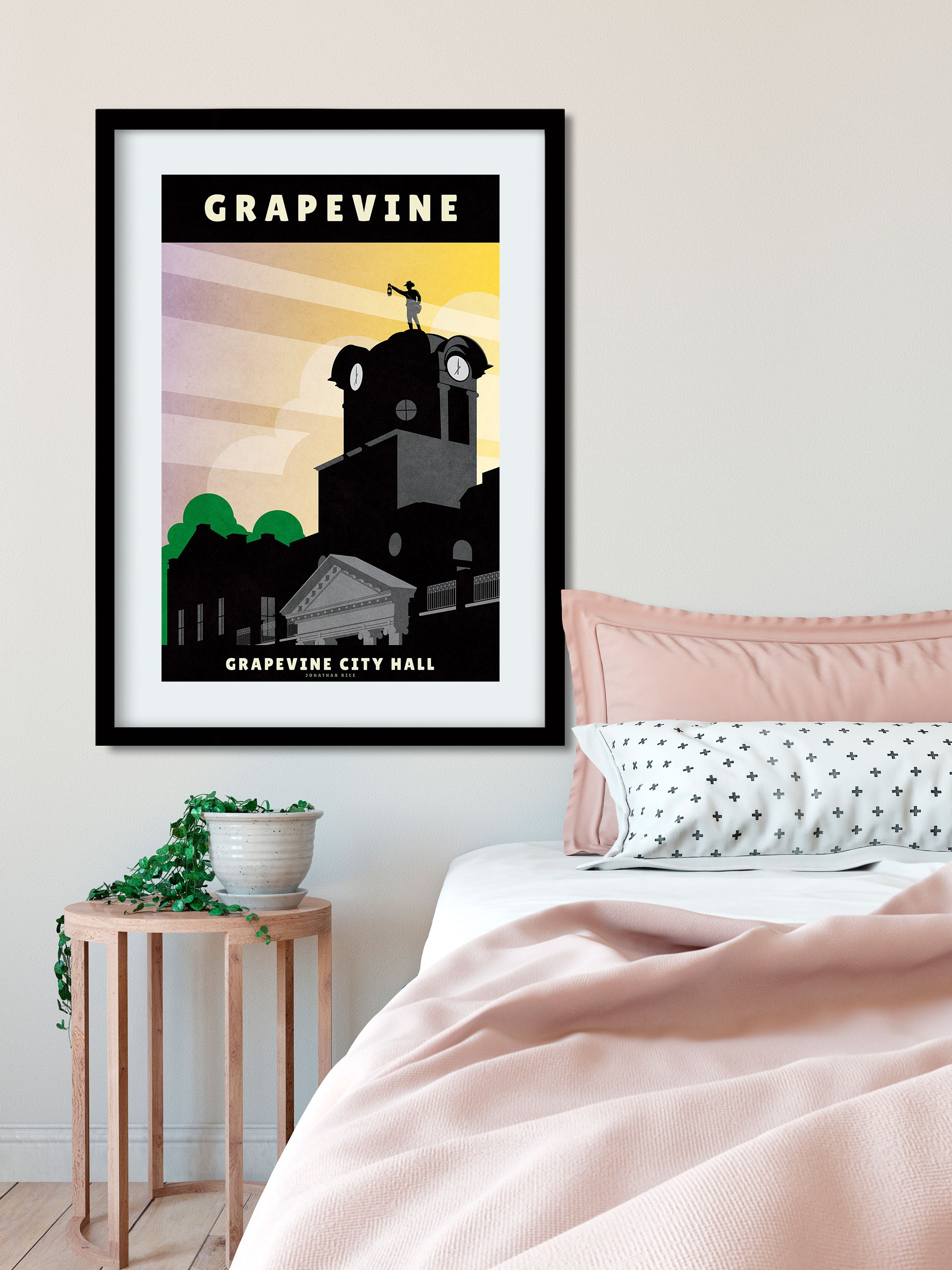 Grapevine City Hall Wall Art Print Texas Travel Poster | Etsy