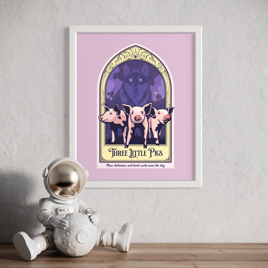 The Three Little Pigs Giclée Art Print - Three Little Pigs Poster ...