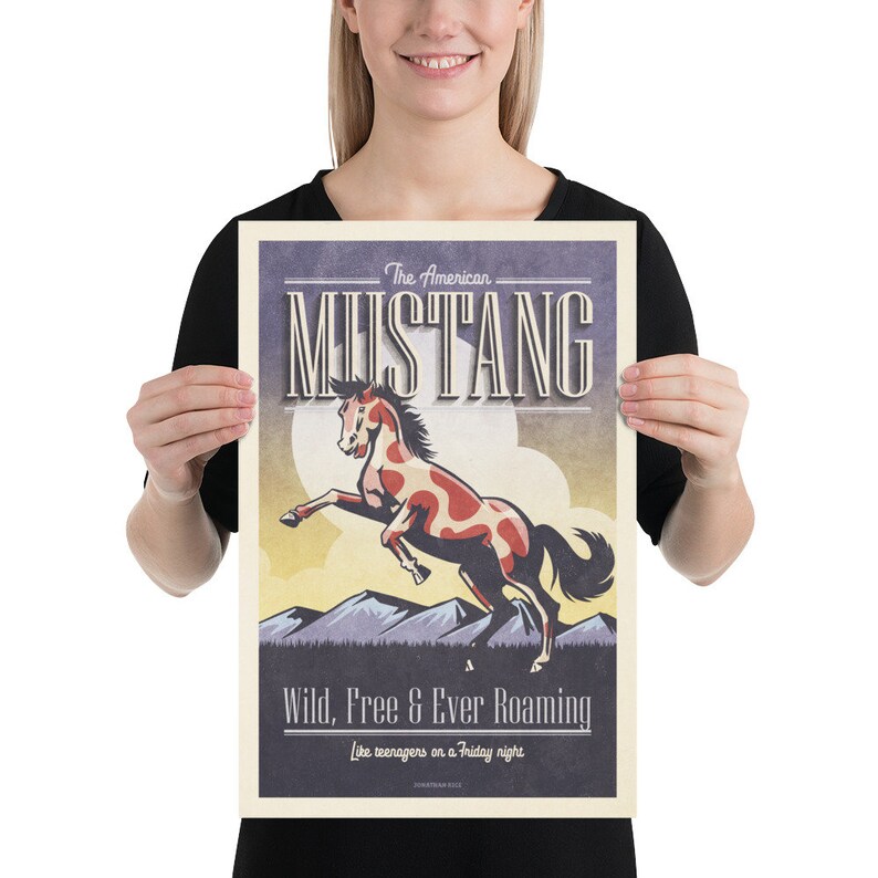 Retro Style Humorous Mustang Poster Giclee Art Print - Etsy
