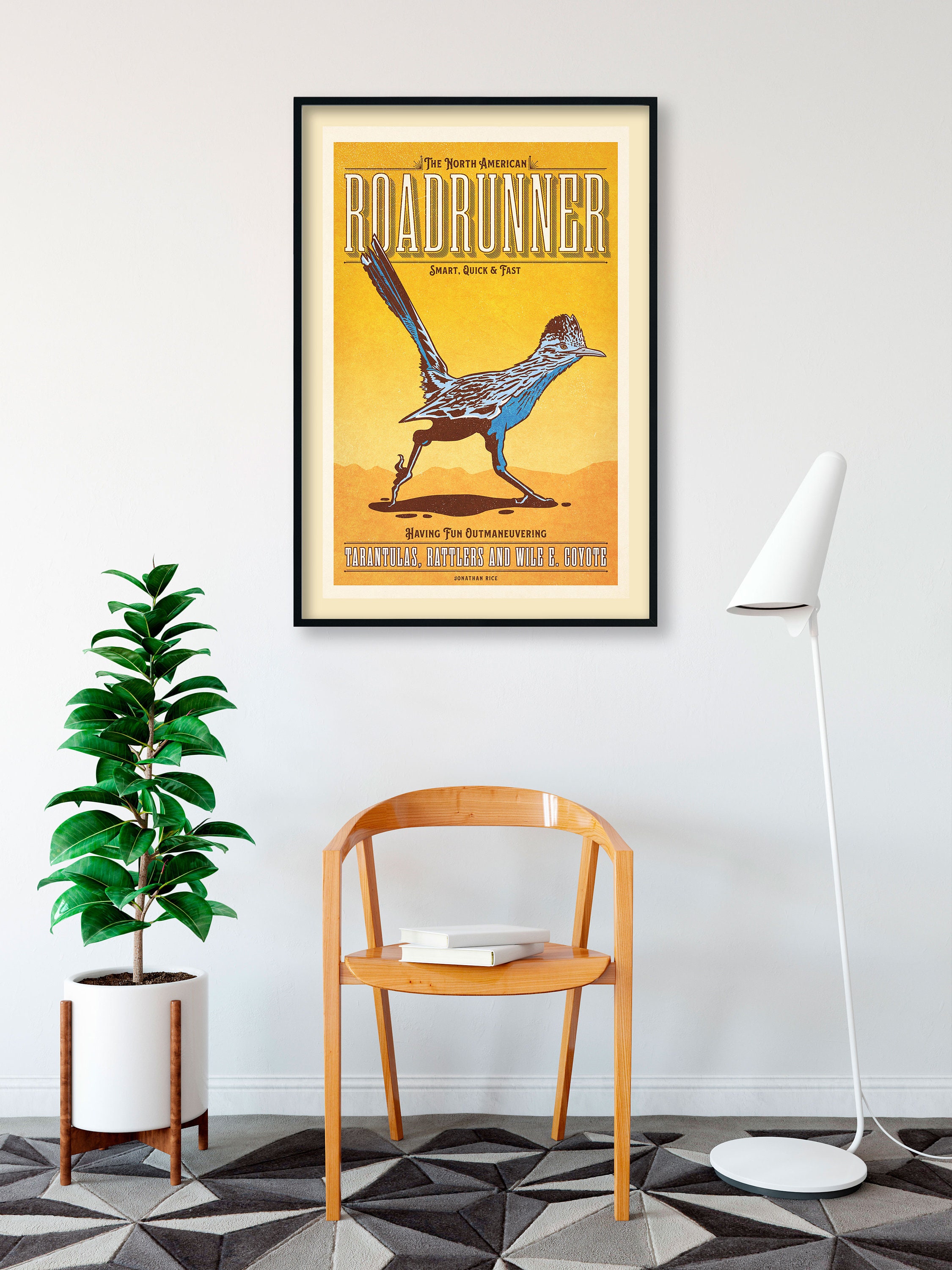 Retro Style Humorous Roadrunner Poster - Roadrunner Print - American ...
