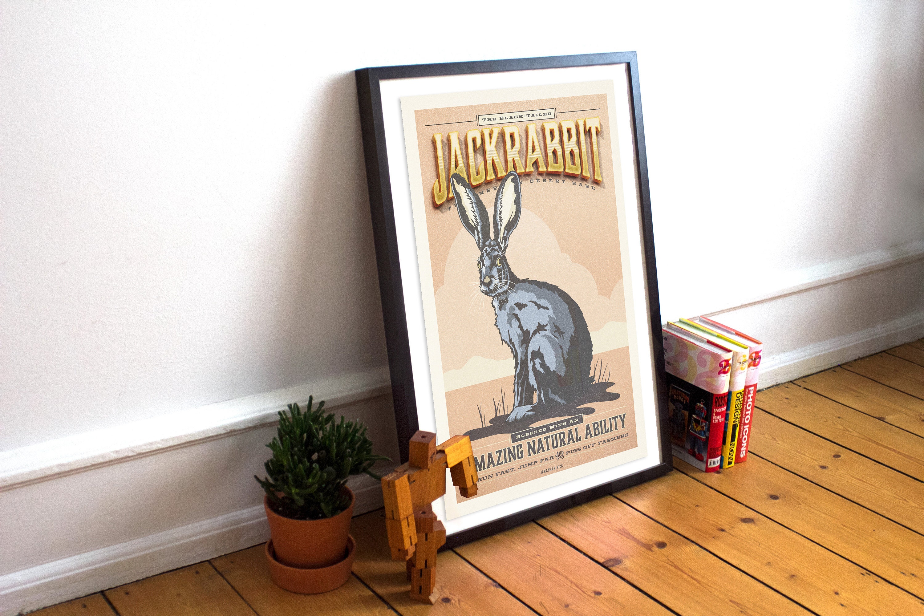 Retro Style Humorous Jackrabbit Poster - Jackrabbit Print - American ...