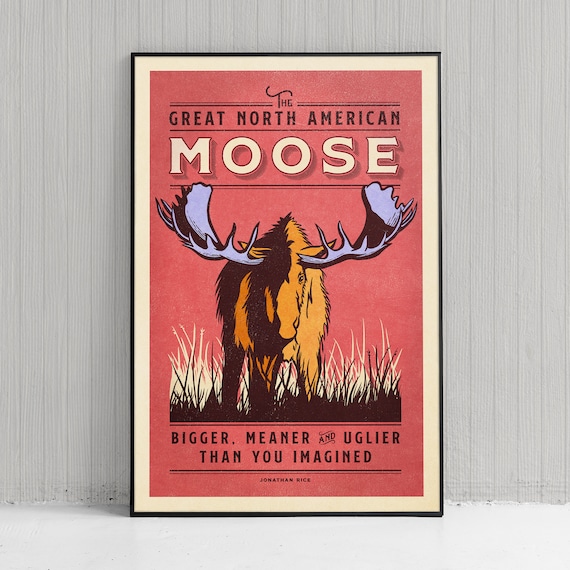 Retro Style Humorous Moose Poster Moose Print American | Etsy