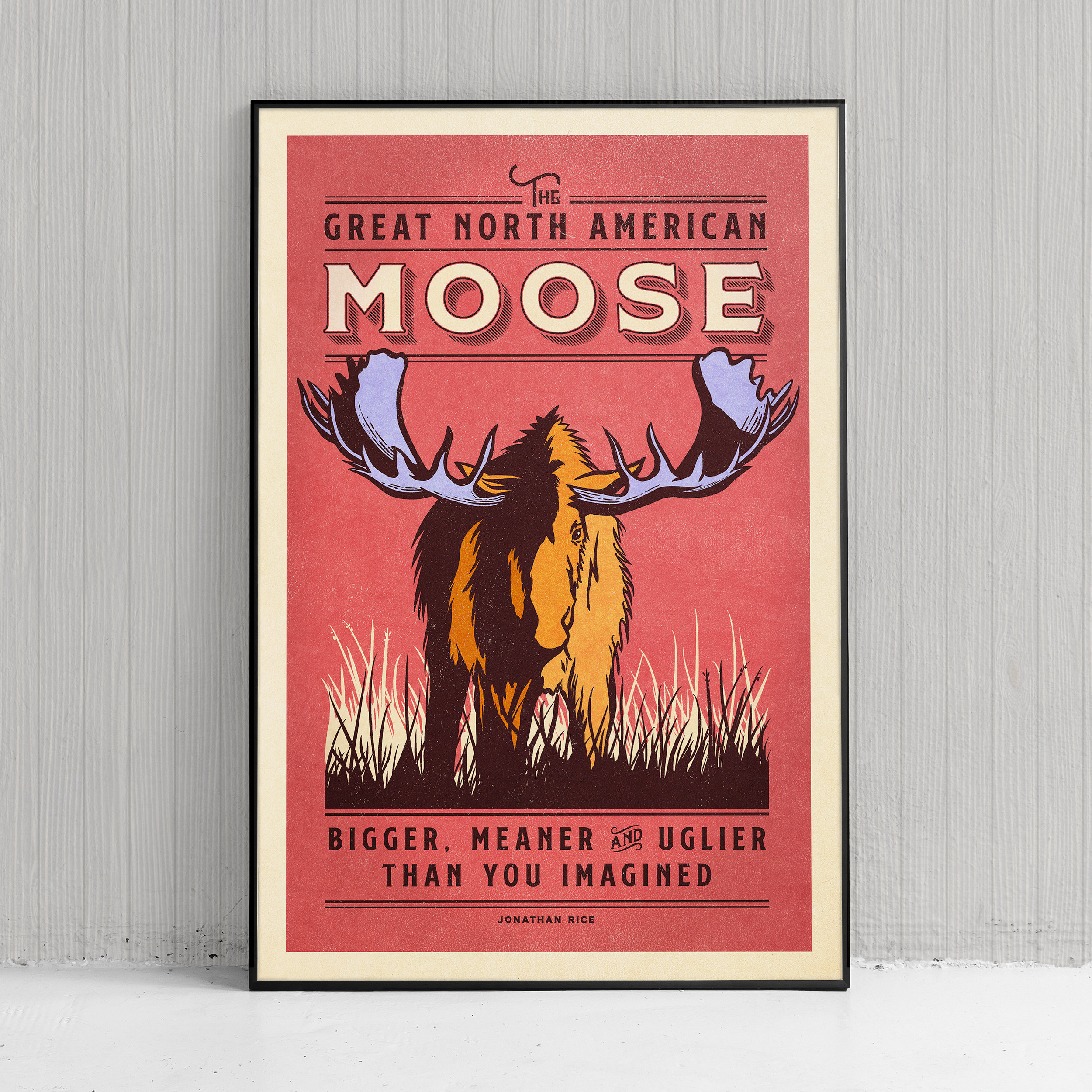 Retro Style Humorous Moose Poster Moose Print American Animals Home ...