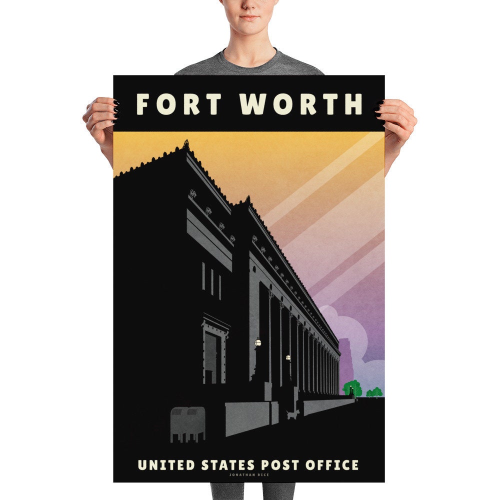 Post Office Wall Art Print Fort Worth Texas Travel Poster | Etsy