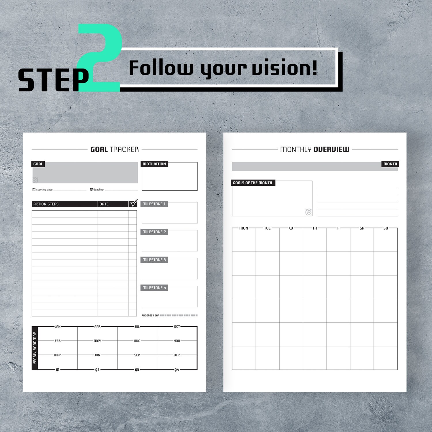Goal Planner Printable 2019, Goal Tracker, Printable PDF, Calendar ...