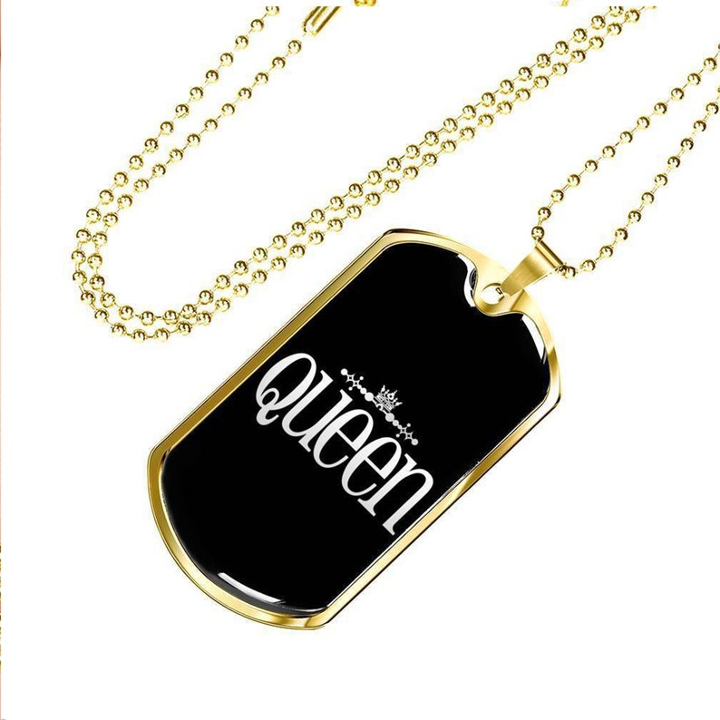 Queen Necklace Queen Themed Gift Queen Crown Personalized Gift Black ...