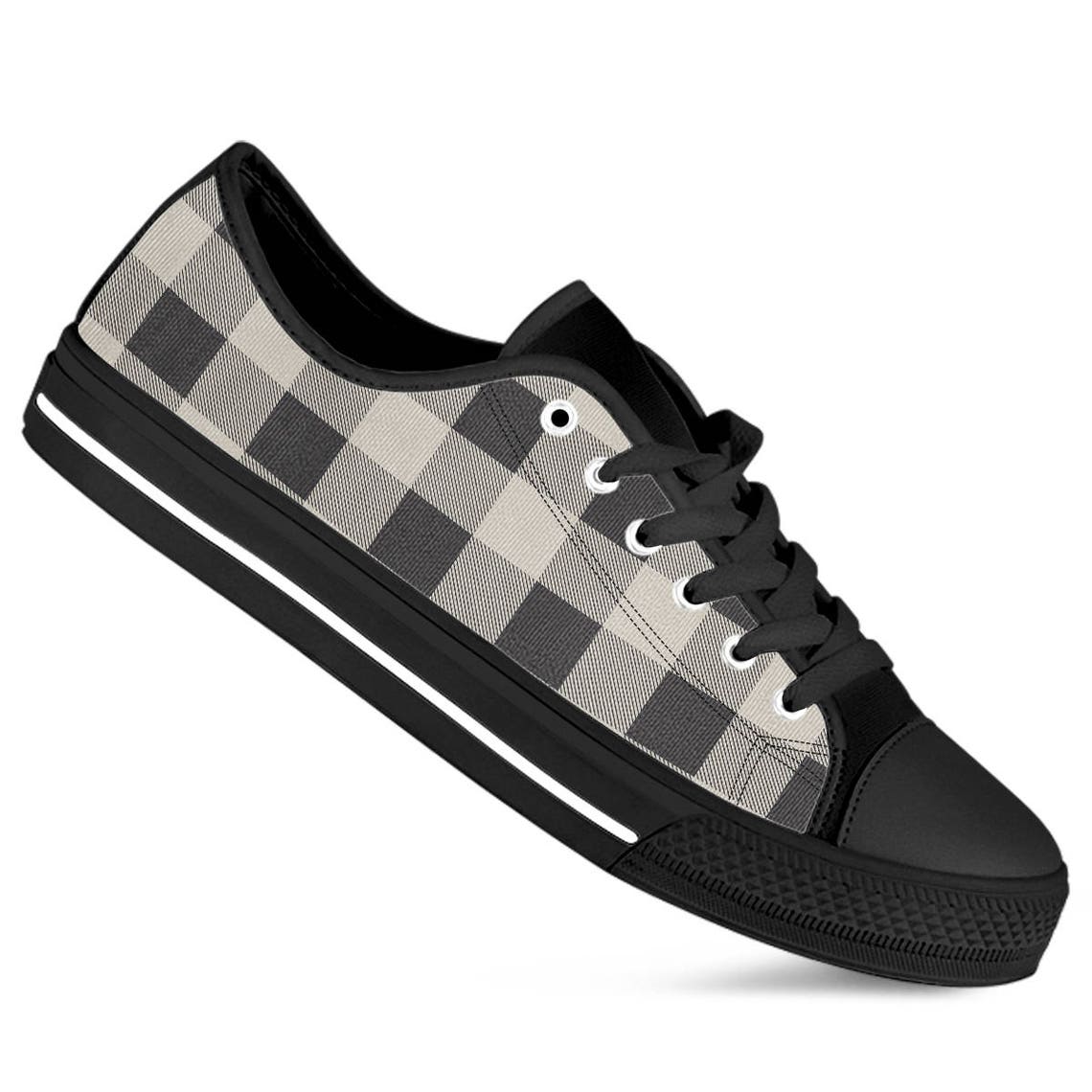 Buffalo Plaid Sneakers Low Top Sneakers Buffalo Check Sneakers Black ...
