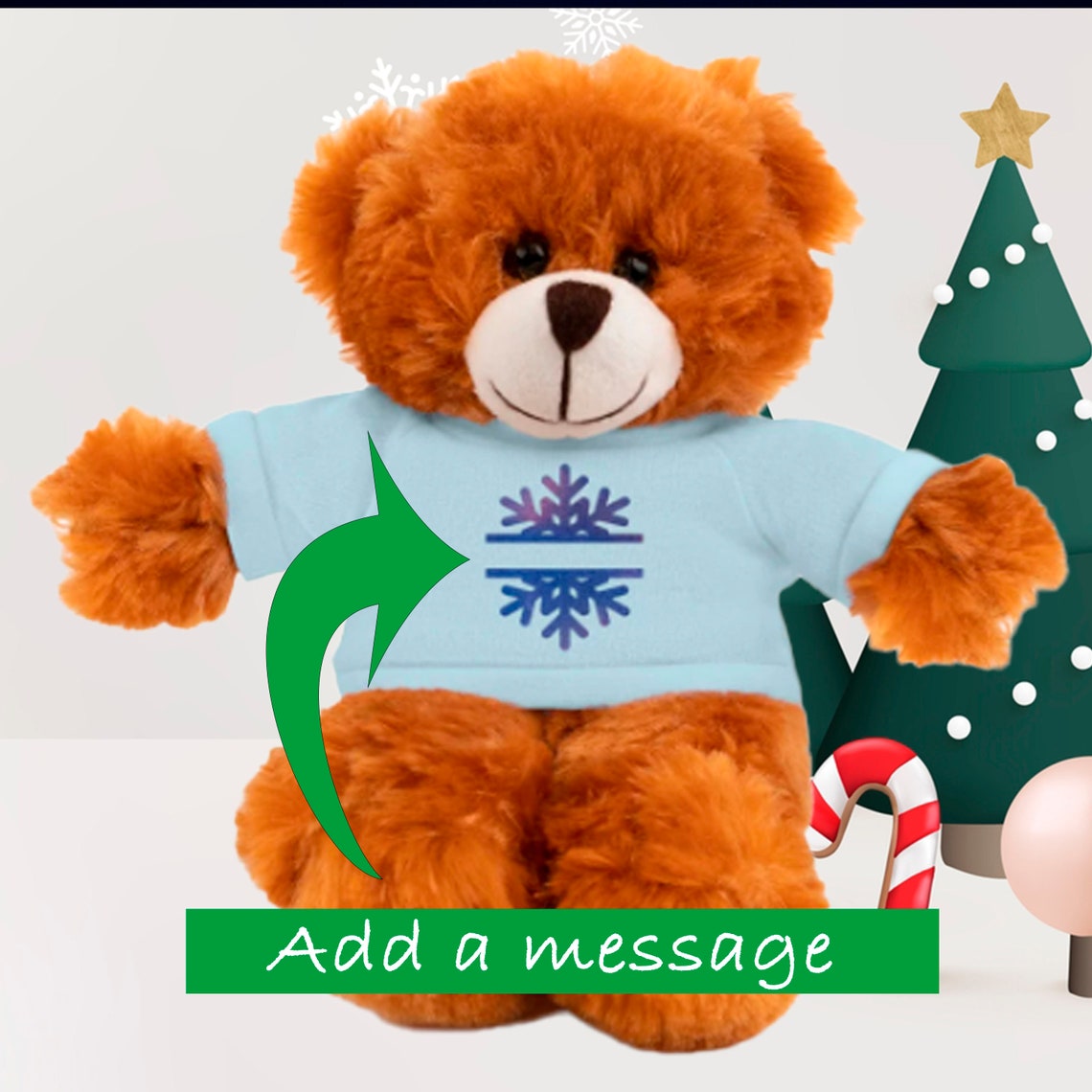 Personalized Stuffed Animal Plush Toy Snowflake Tee Shirt Teddy Bear ...