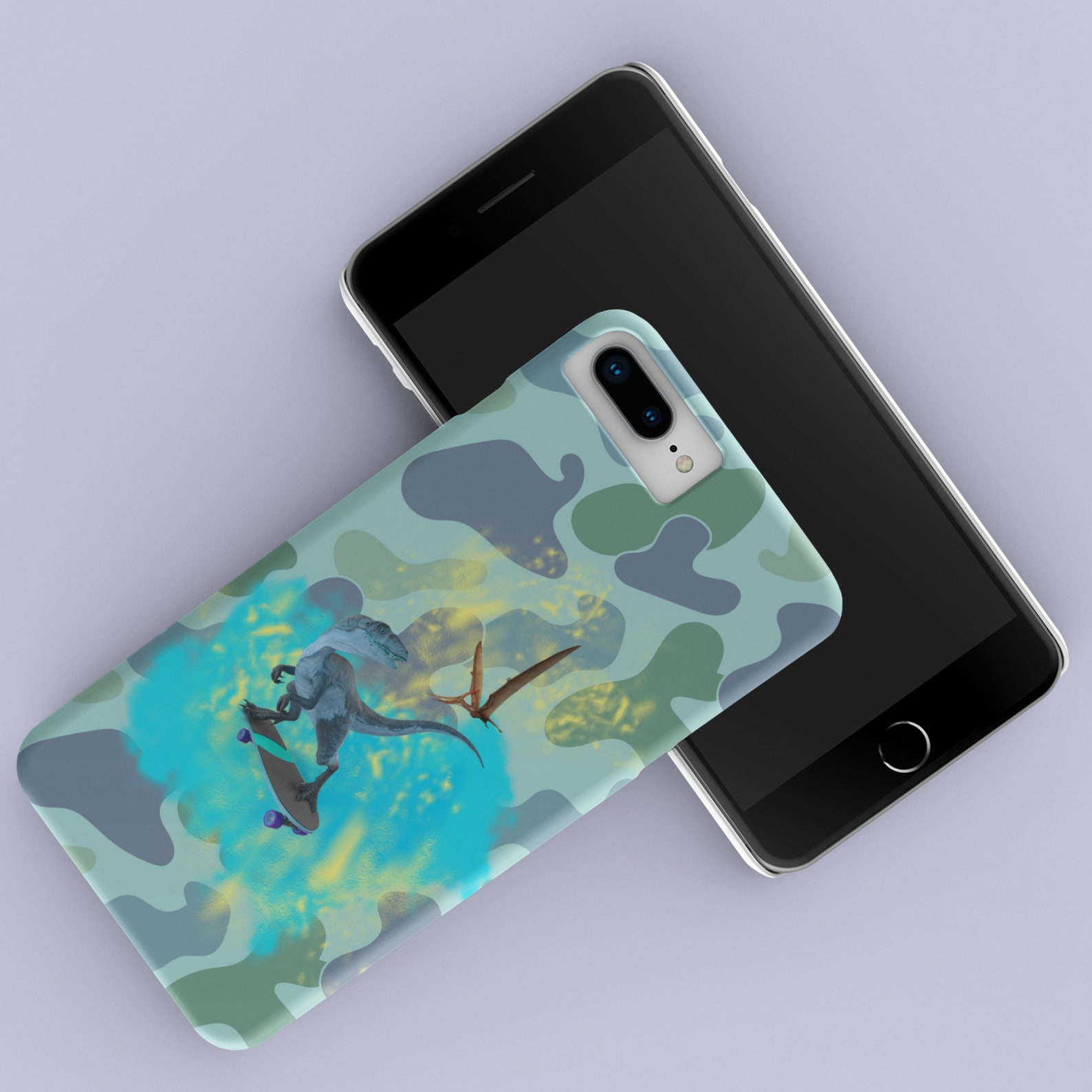 Dinosaur Iphone Case T-rex on Skateboard Dinosaur Camo - Etsy