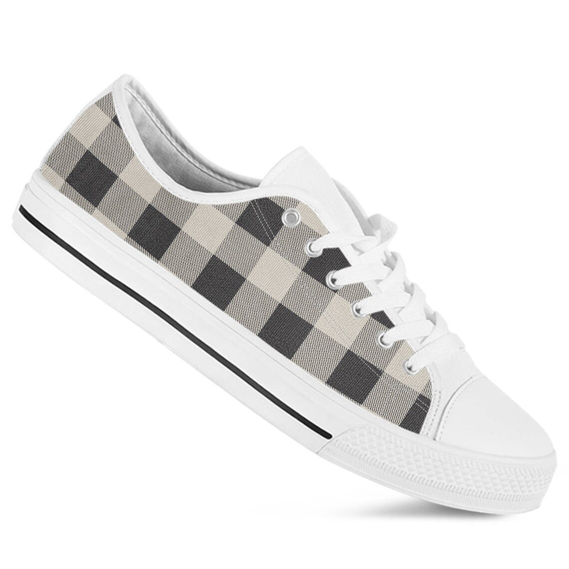 Buffalo Plaid Sneakers Low Top Sneakers Buffalo Check Sneakers Black ...