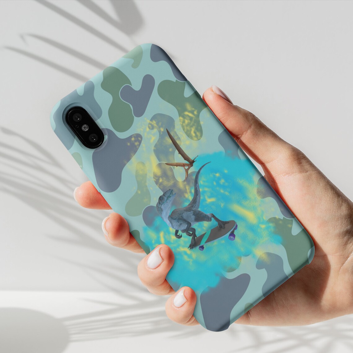 Dinosaur Iphone Case T-rex on Skateboard Dinosaur Camo - Etsy