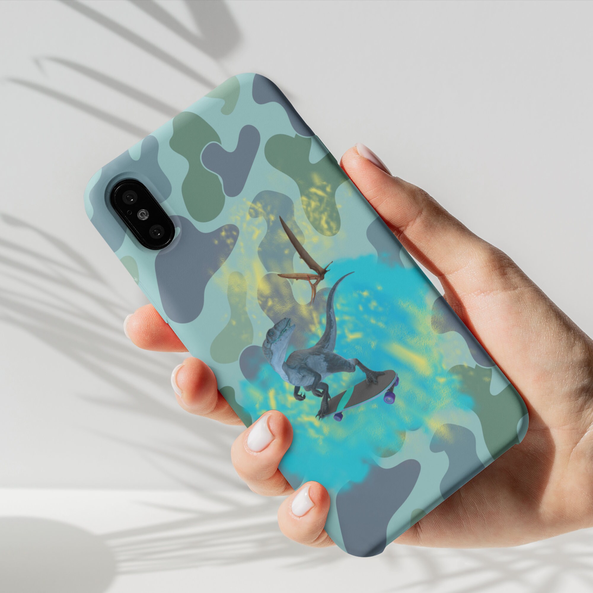 Dinosaur Iphone Case T-rex on Skateboard Dinosaur Camo - Etsy