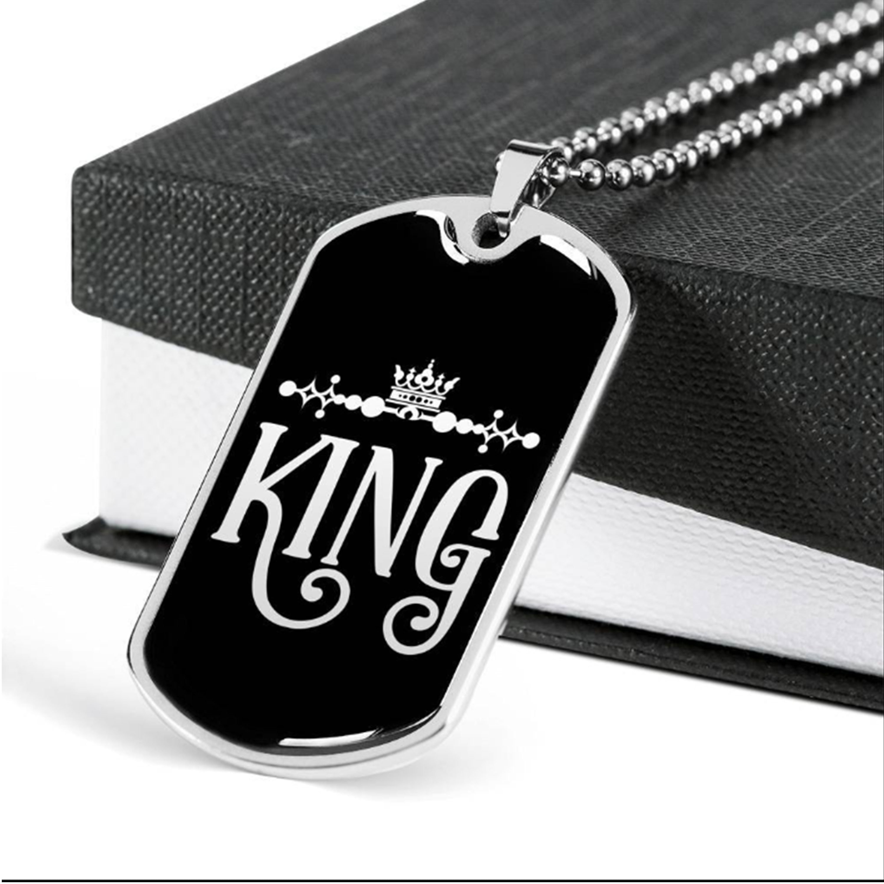 King Necklace King Dogtag Gift King Crown Personalized Gift Pendant ...