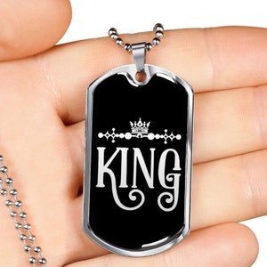 King Necklace King Dogtag Gift King Crown Personalized Gift Pendant ...
