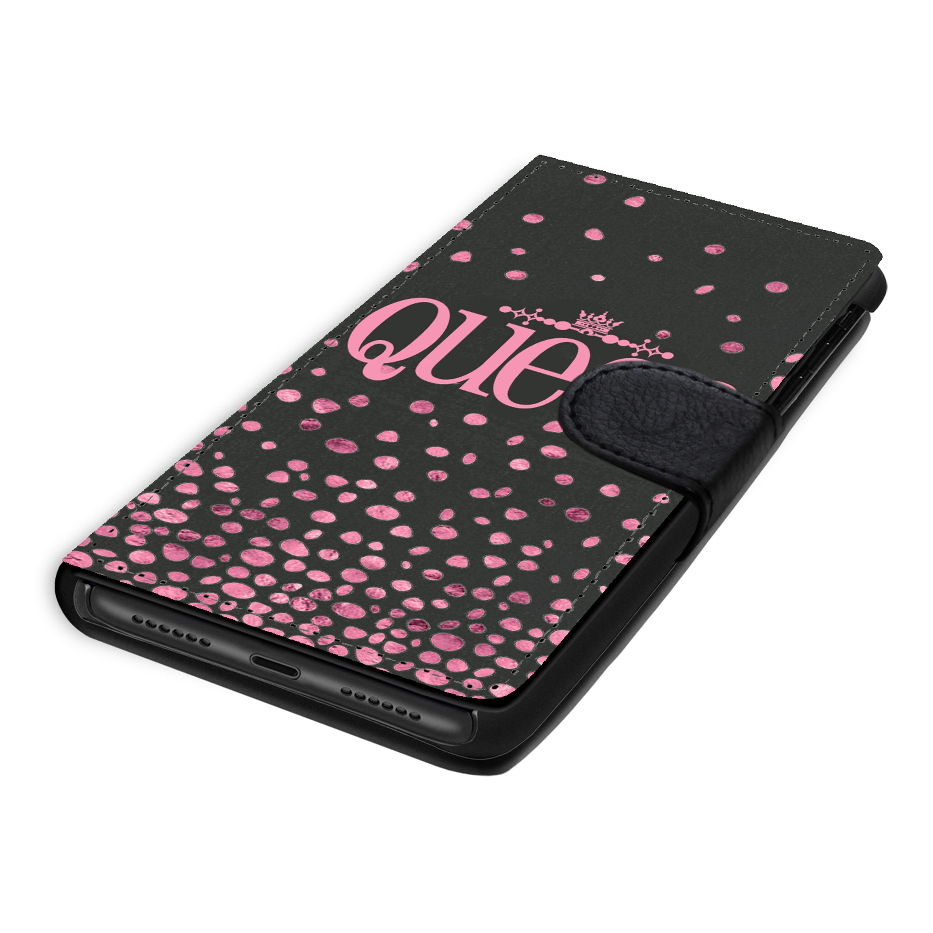 Queen Pink-black Phone Wallet With Detachable Strap Eco Friendly Faux ...