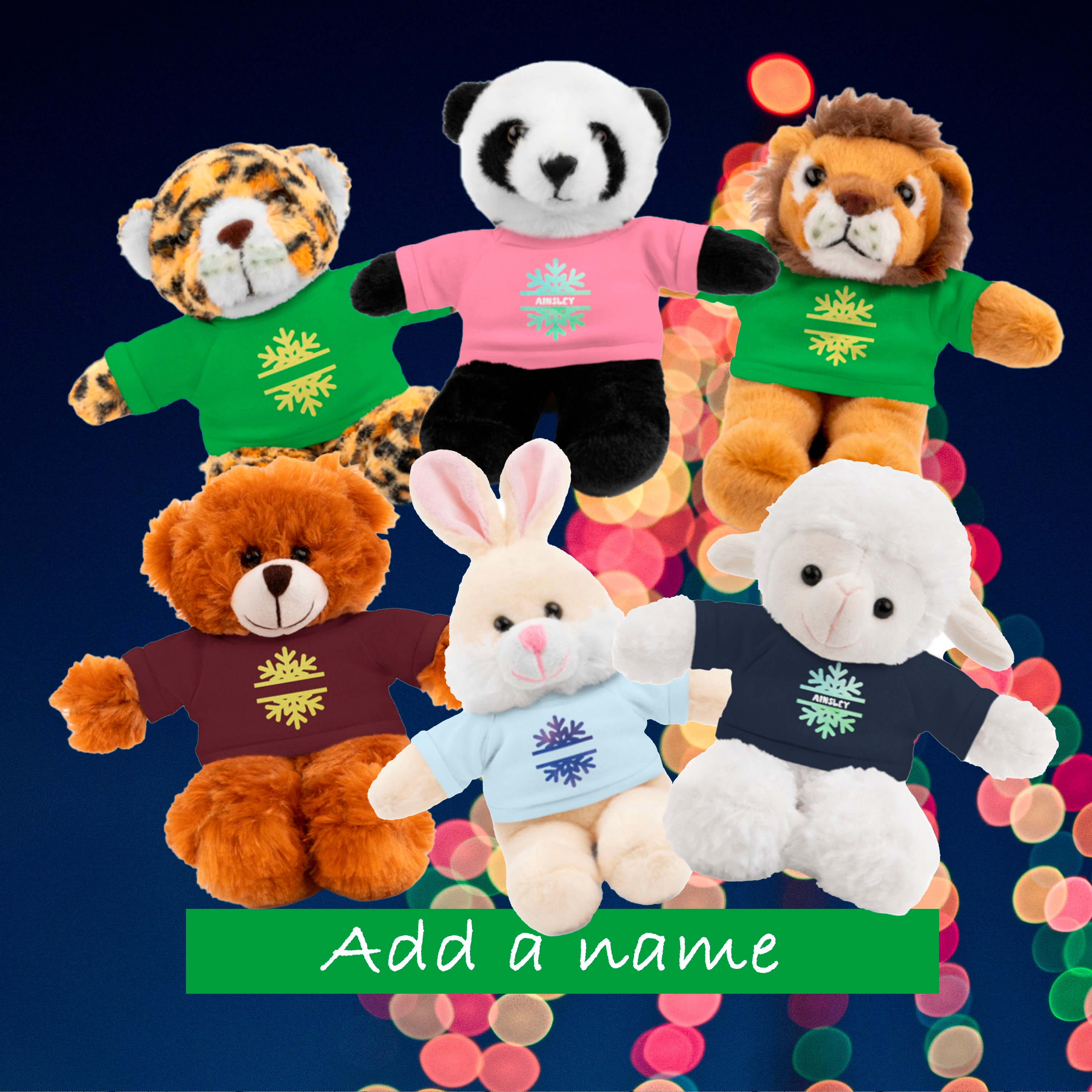 Personalized Stuffed Animal Plush Toy Snowflake Tee Shirt Teddy Bear ...