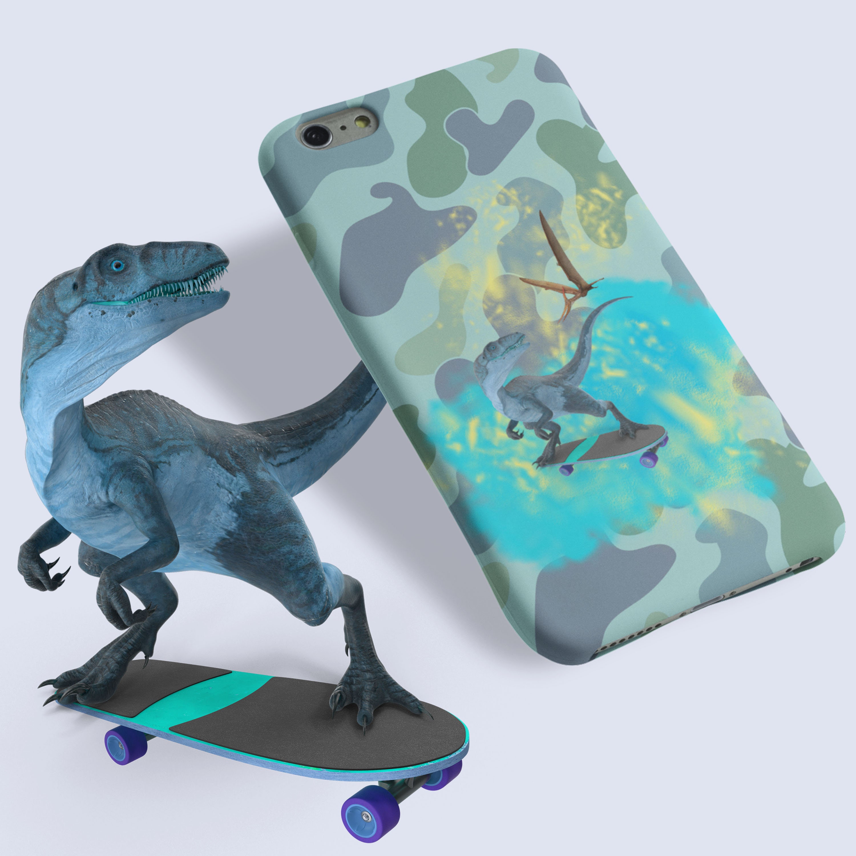 Dinosaur Iphone Case T-rex on Skateboard Dinosaur Camo - Etsy
