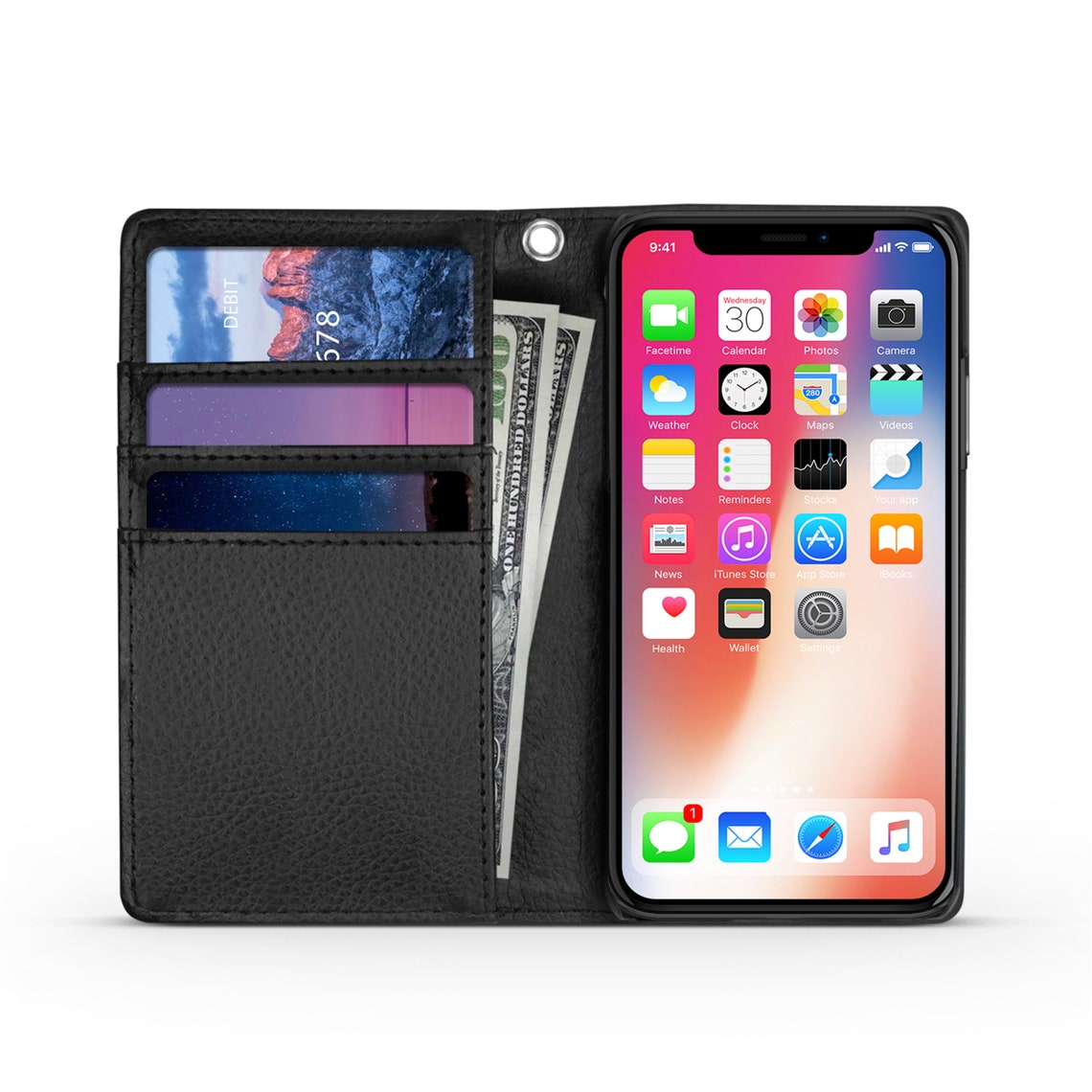 Queen Pink-black Phone Wallet With Detachable Strap Eco Friendly Faux ...