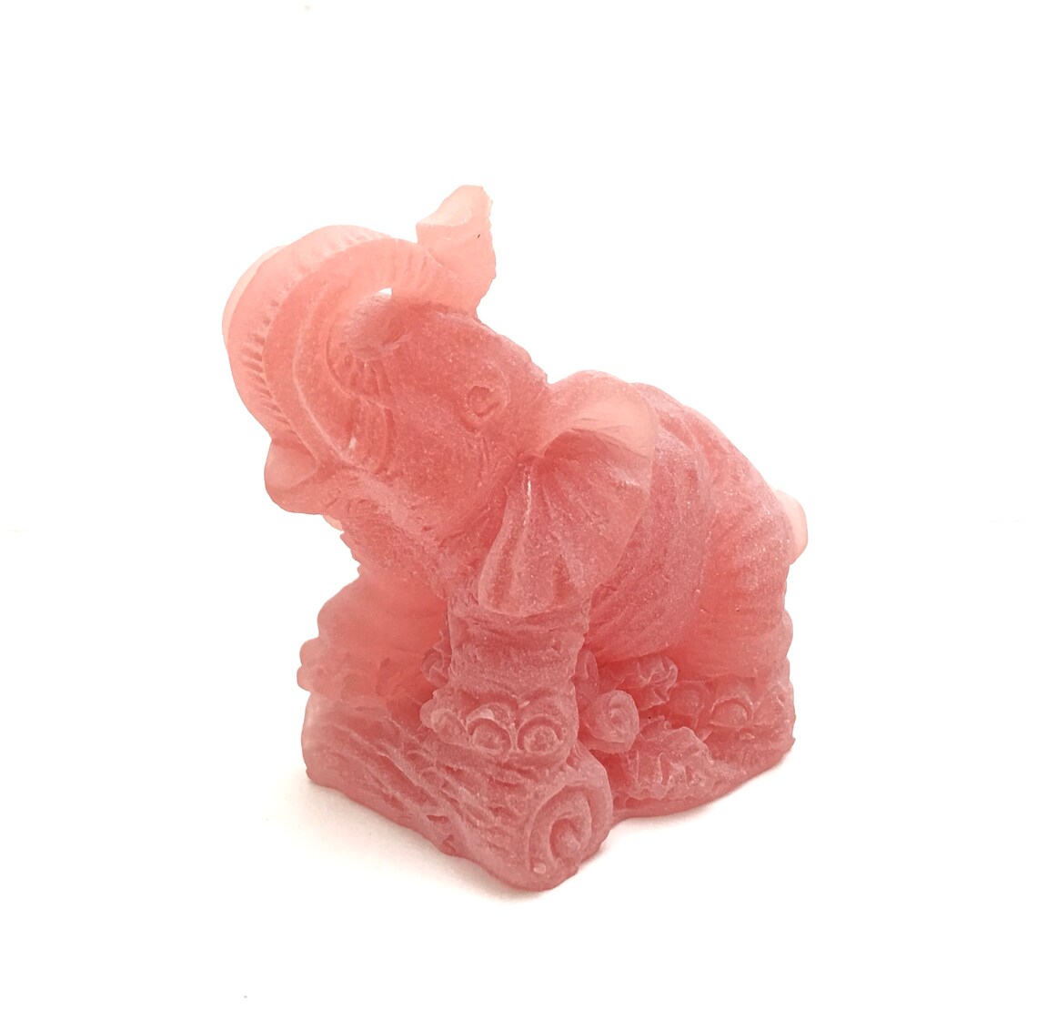 Elephant Figurine Pink Frosted Acrylic Strength and Power Small Gift ...