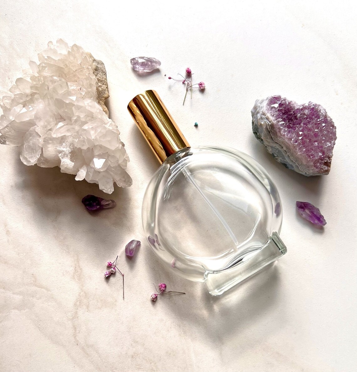 3.4 Oz. Flat Round Glass Perfume Atomizer Silver Sprayer QTY: 1 or 3 ...