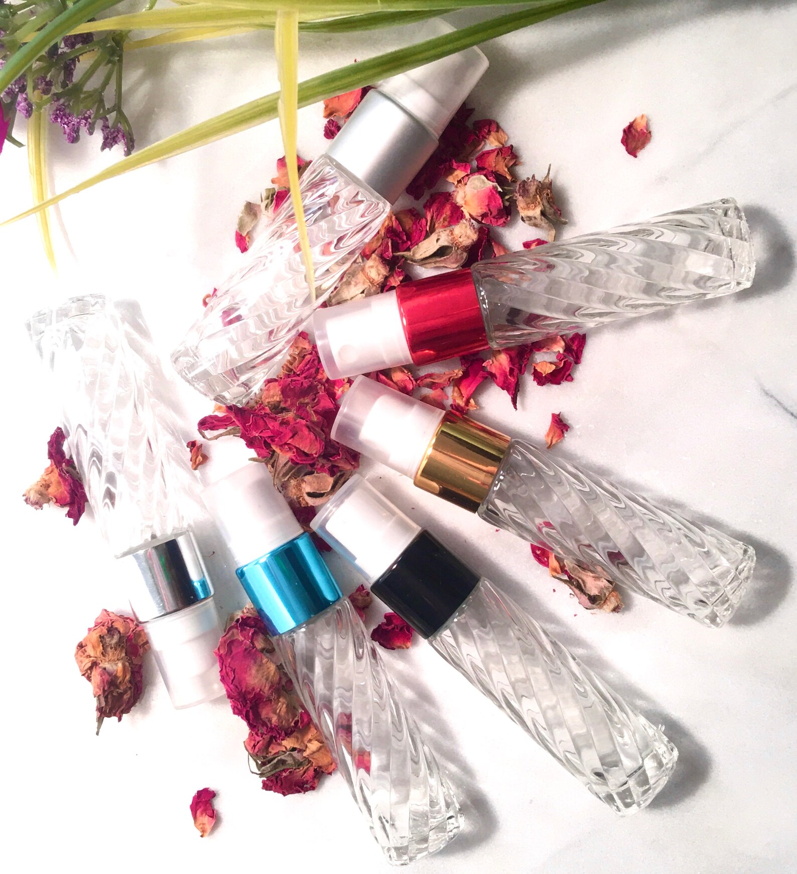 Glass PERFUME Swirl Spray ATOMIZER Refillable Purse & Travel Size 10 ML ...