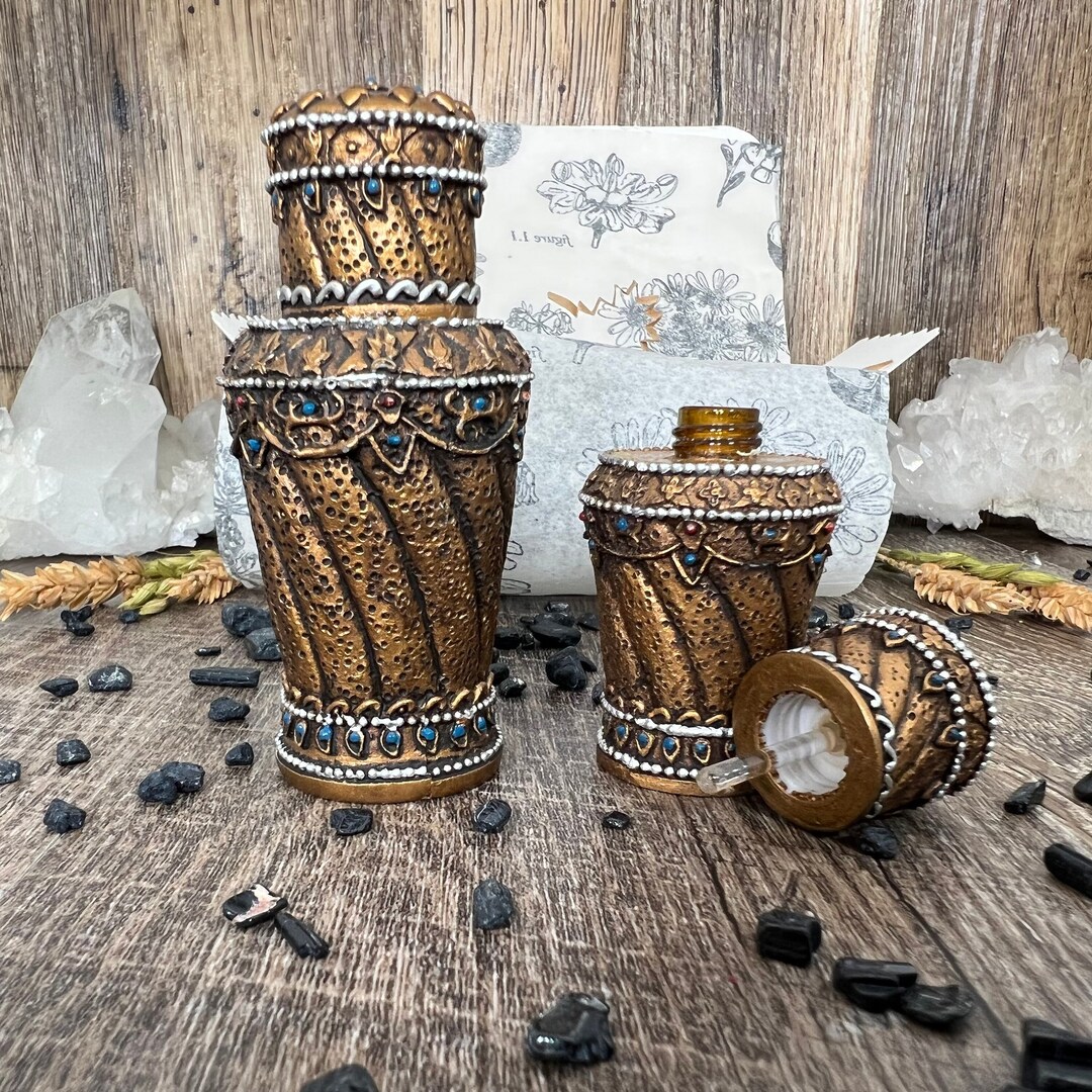Resin Perfume Bottles - BRONZE Old World Attar Bottles W-internal Glass Bottle for Your Beauty ...