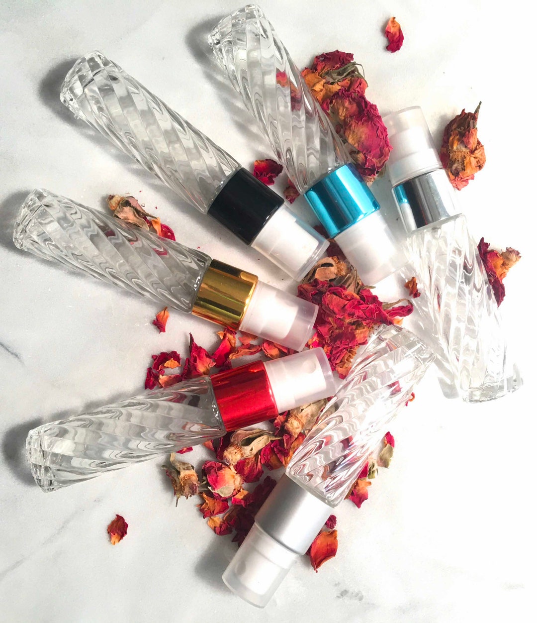 Glass PERFUME Swirl Spray ATOMIZER Refillable Purse & Travel Size 10 ML ...
