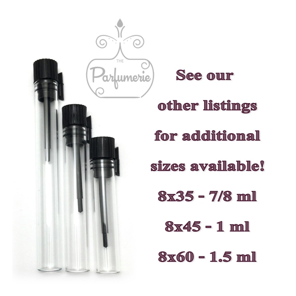 PERFUME SAMPLER VIALS 1 Ml Qty: 25 - (8x45 Mm) Small Vials, Short Vials ...