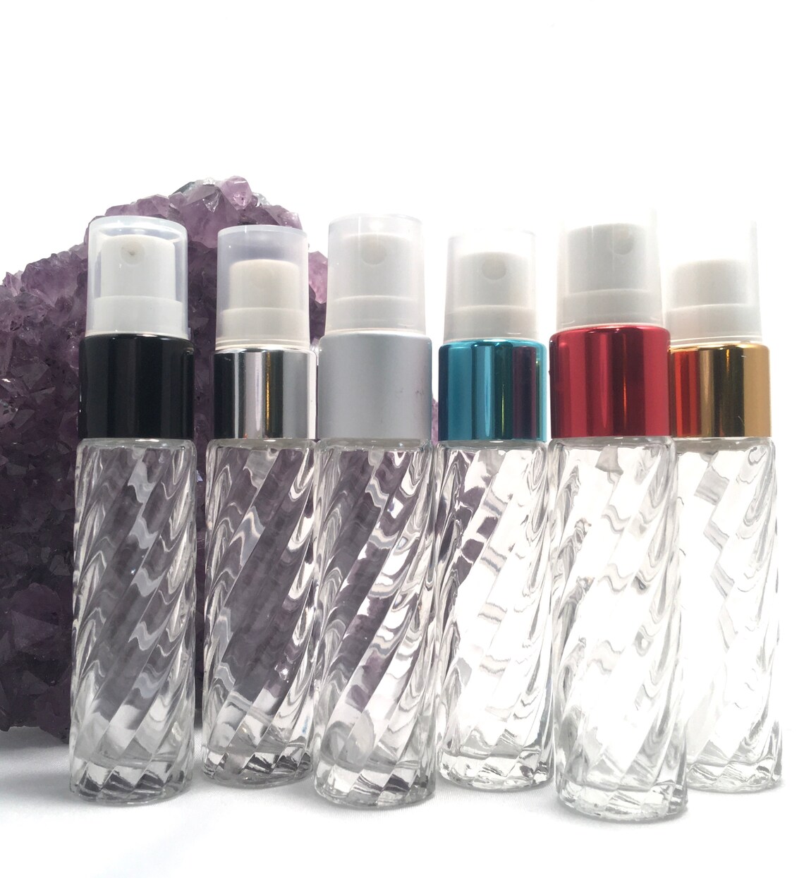 Glass PERFUME Swirl Spray ATOMIZER Refillable Purse & Travel Size 10 ML ...