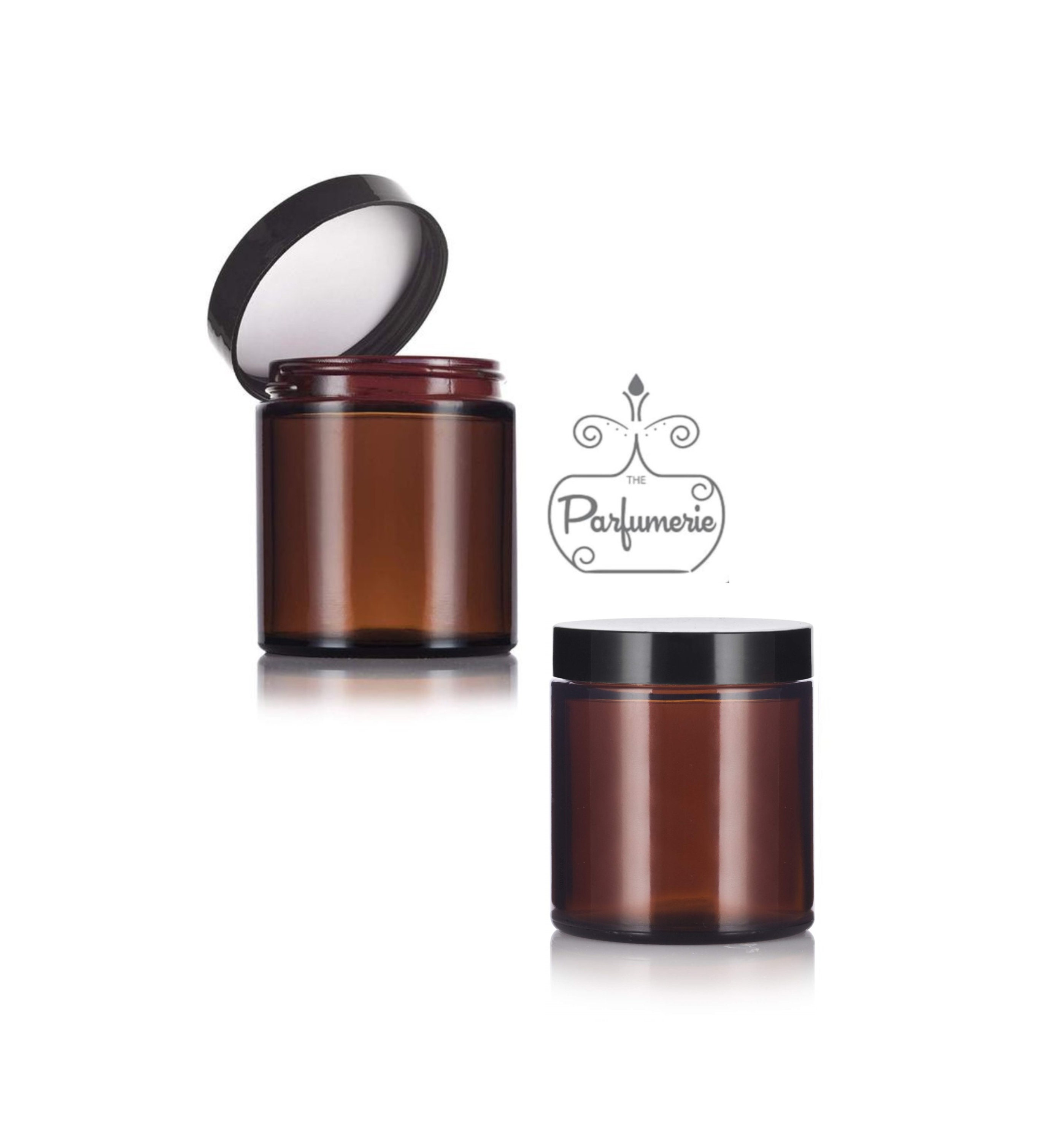 6 Pack PREMIUM 4 Oz. LUXURY AMBER Glass Cosmetic Jar, Beard Balm ...