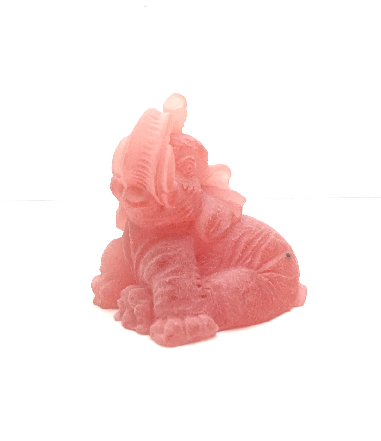 Elephant Figurine Pink Frosted Acrylic Strength and Power Small Gift ...