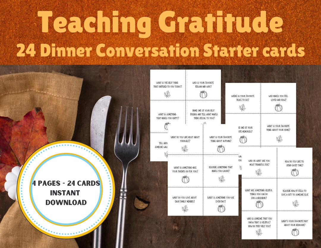 Teaching Gratitude - Dinnertime Conversation Starter Cards - Etsy