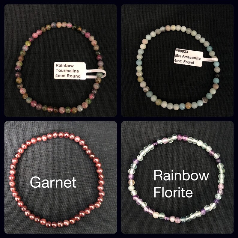 Crystal Energy Bead Bracelets 4mm Natural Stones Crystal Healing ...
