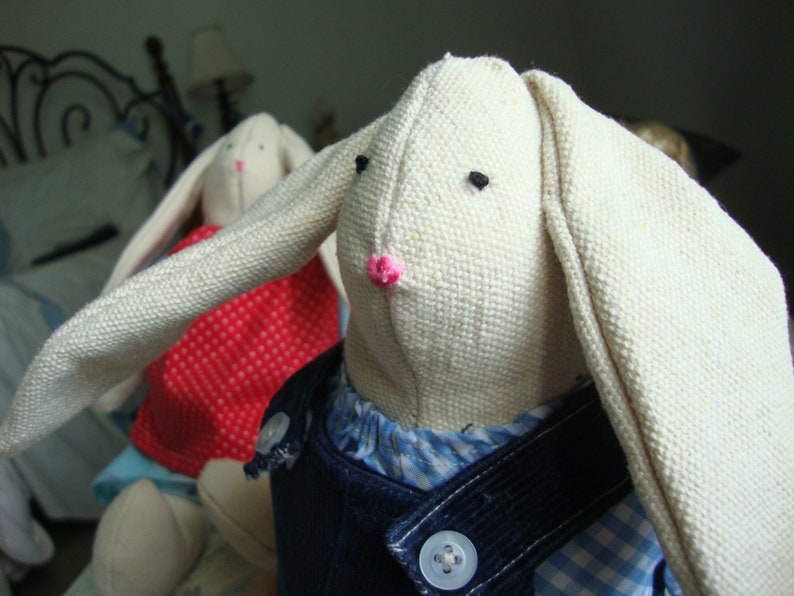 Rag Bunny Plush Stuffed Animal Set Boy and Girl Rabbits and Clothes 11 ...