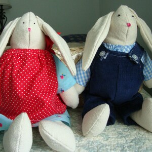 Rag Bunny Plush Stuffed Animal Set Boy and Girl Rabbits and Clothes 11 ...