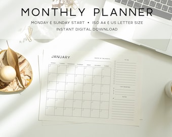 Digital Printable Monthly Planning Sheet Monthly Planner - Etsy