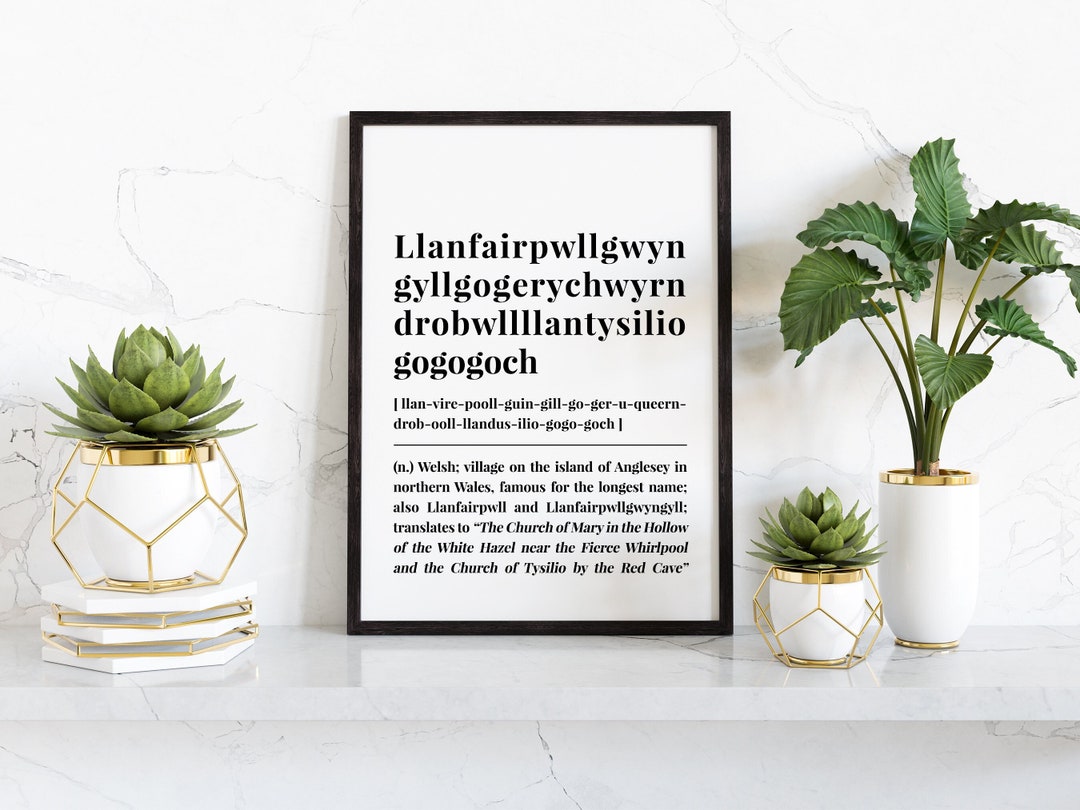 Llanfairpwllgwyngyll Wales Digital Poster, Welsh Celtic Word Phrase ...