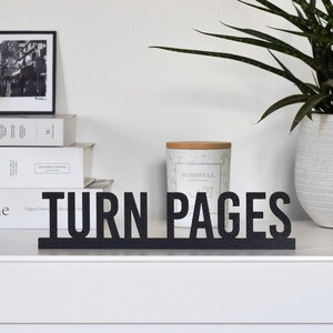 Turn Pages Sign, Book Lover Gift, Motivational Wall Art, Reading Nook ...