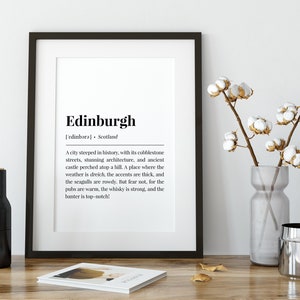 Edinburgh Scotland Digital City Poster Word Definition Phrase - Etsy