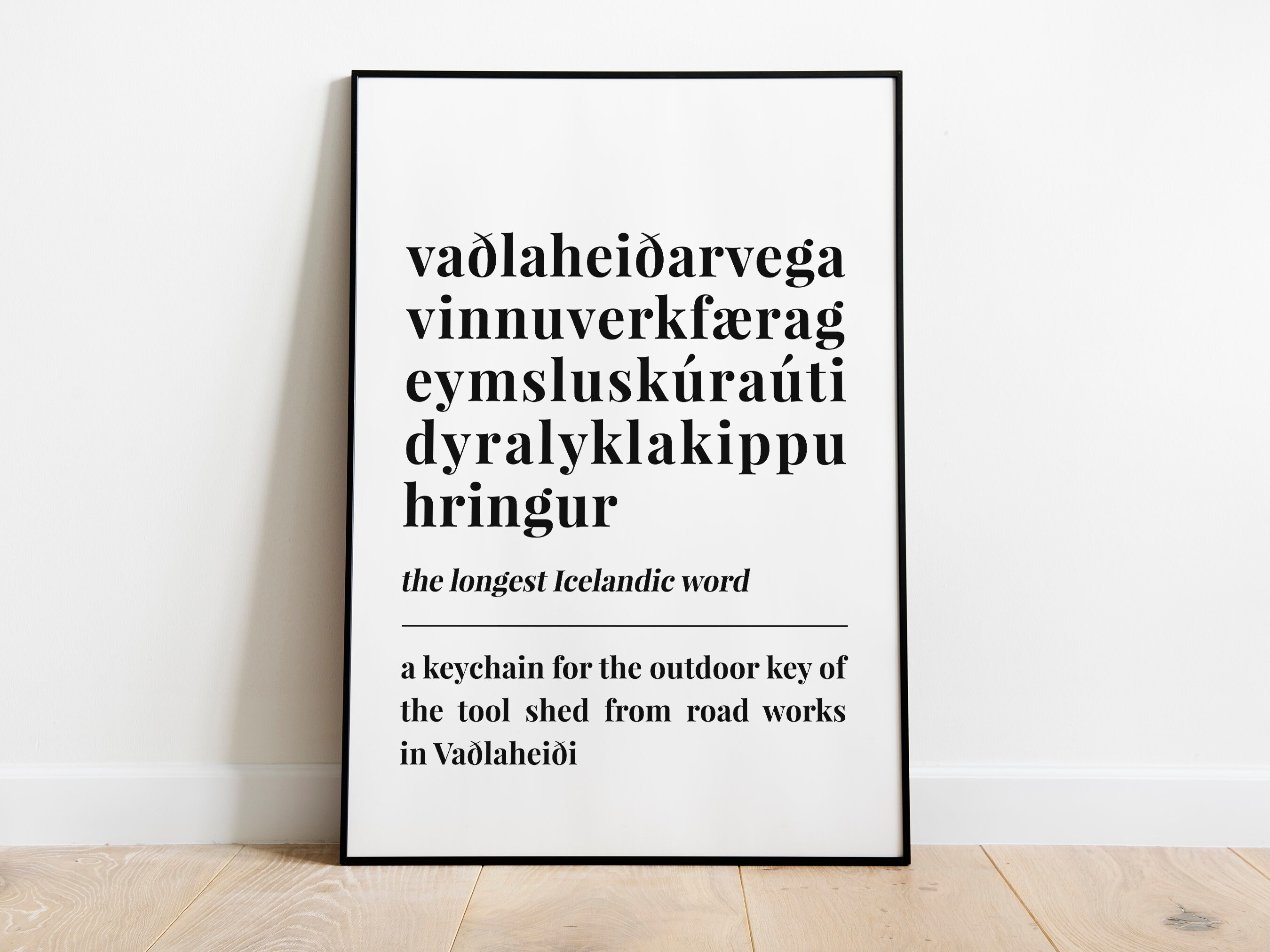 The Longest Icelandic Word Phrase Poster, Iceland Word Definition Print ...