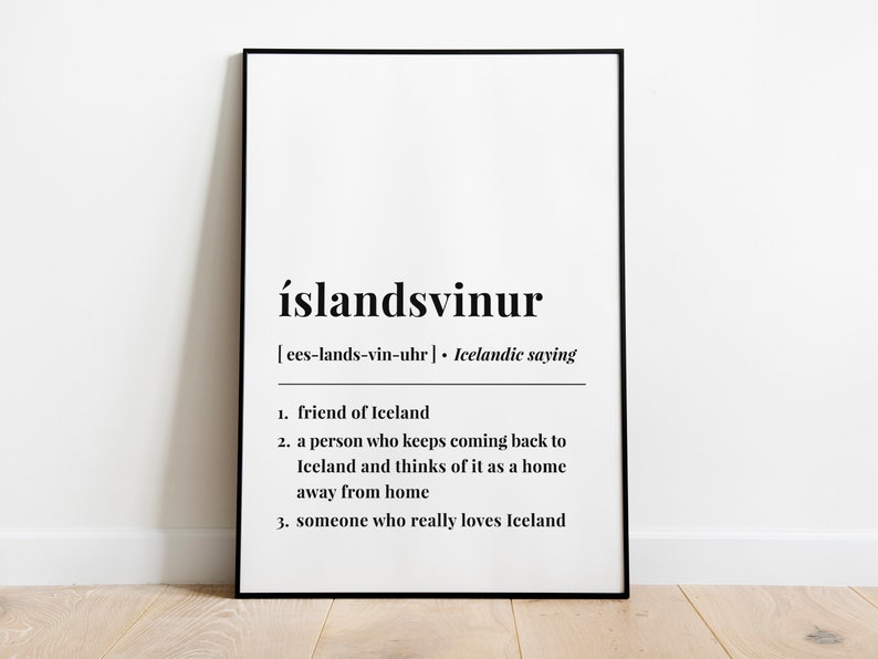 Íslandsvinur Icelandic Phrase Poster, Friend of Iceland Saying Print ...