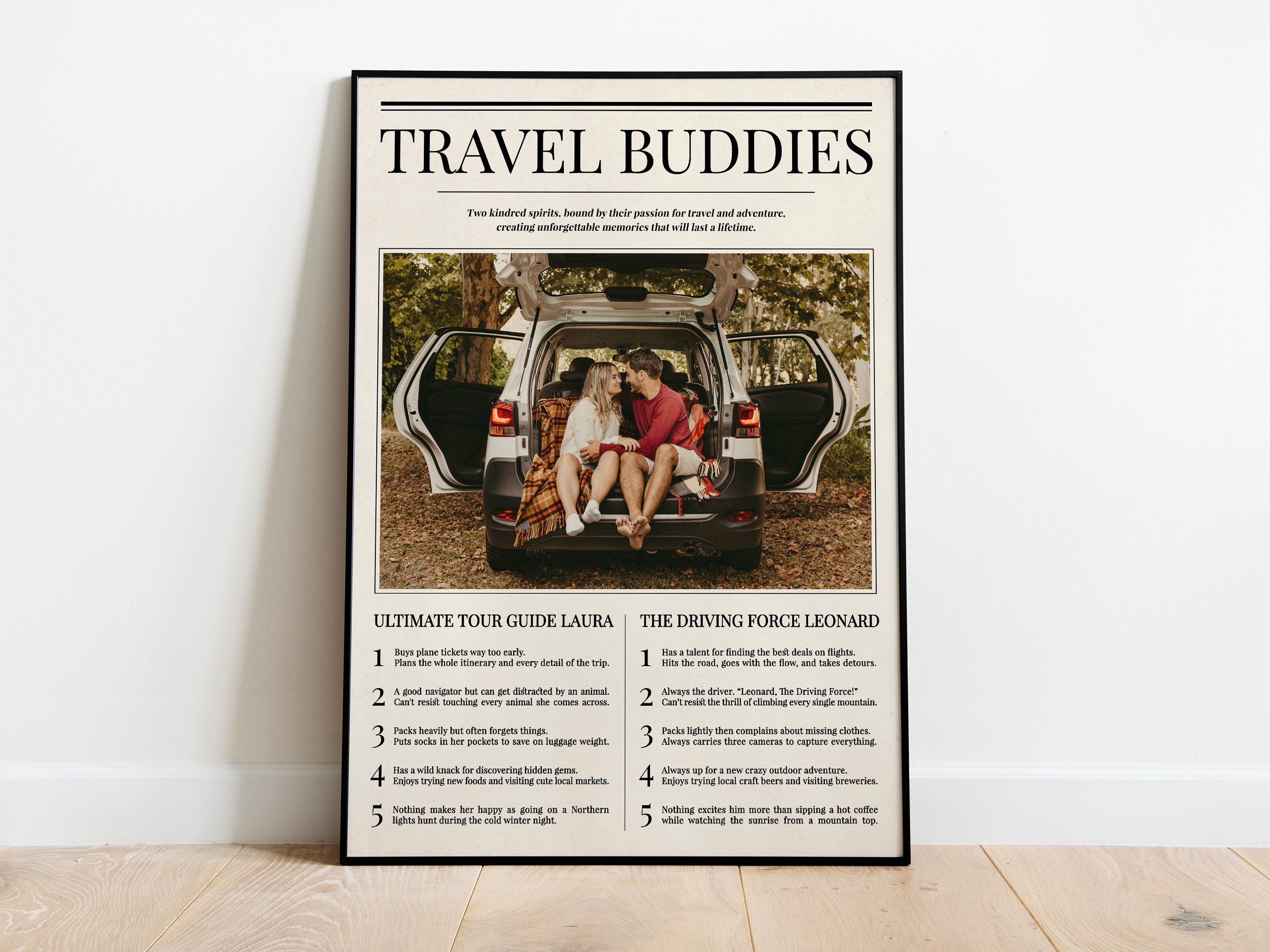 Personalized Travel Buddies Digital Poster, Custom Travel Friends Print ...