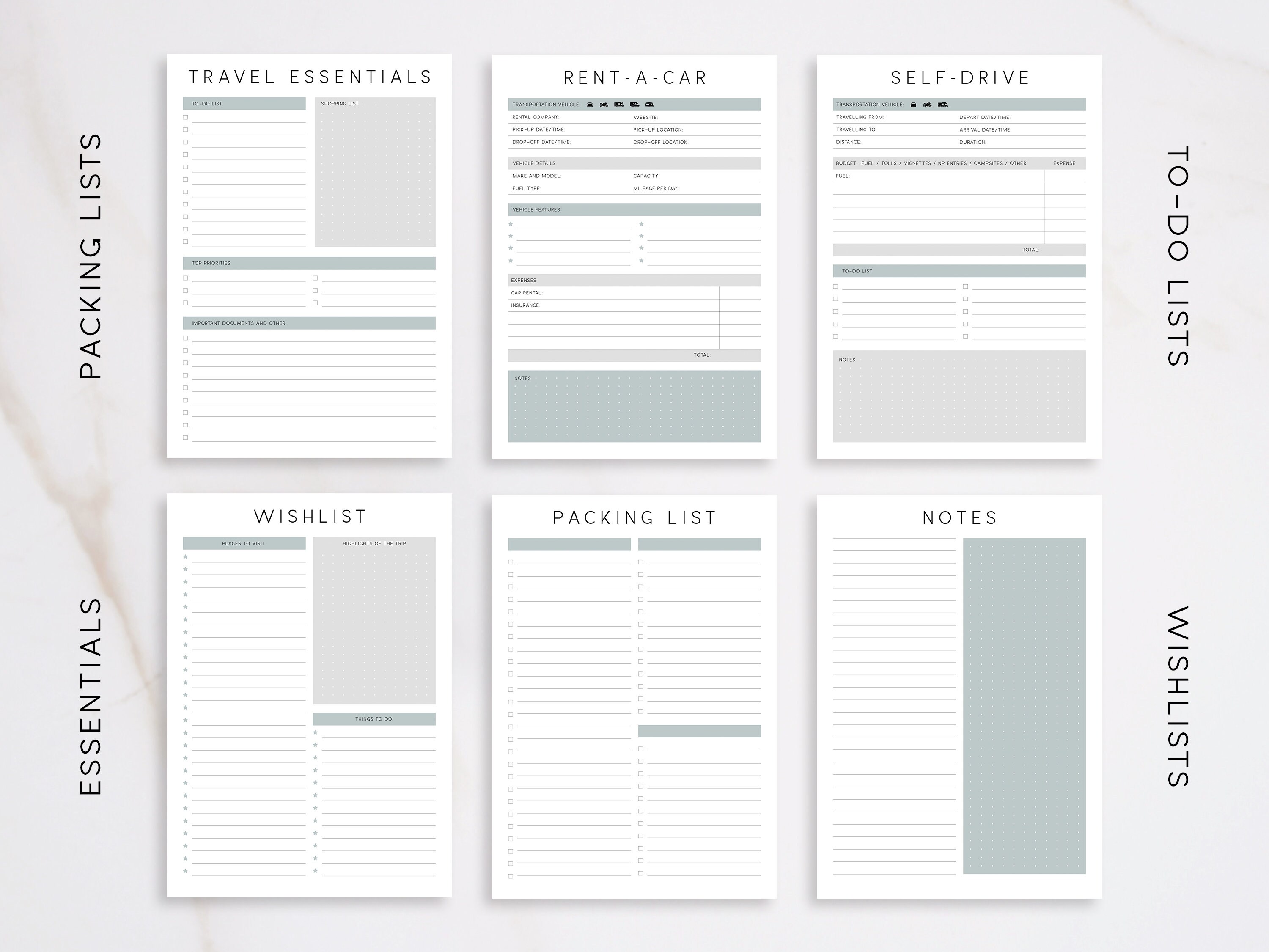 Digital Travel Planner Mint, Printable Travel Journal, Vacation Planner ...
