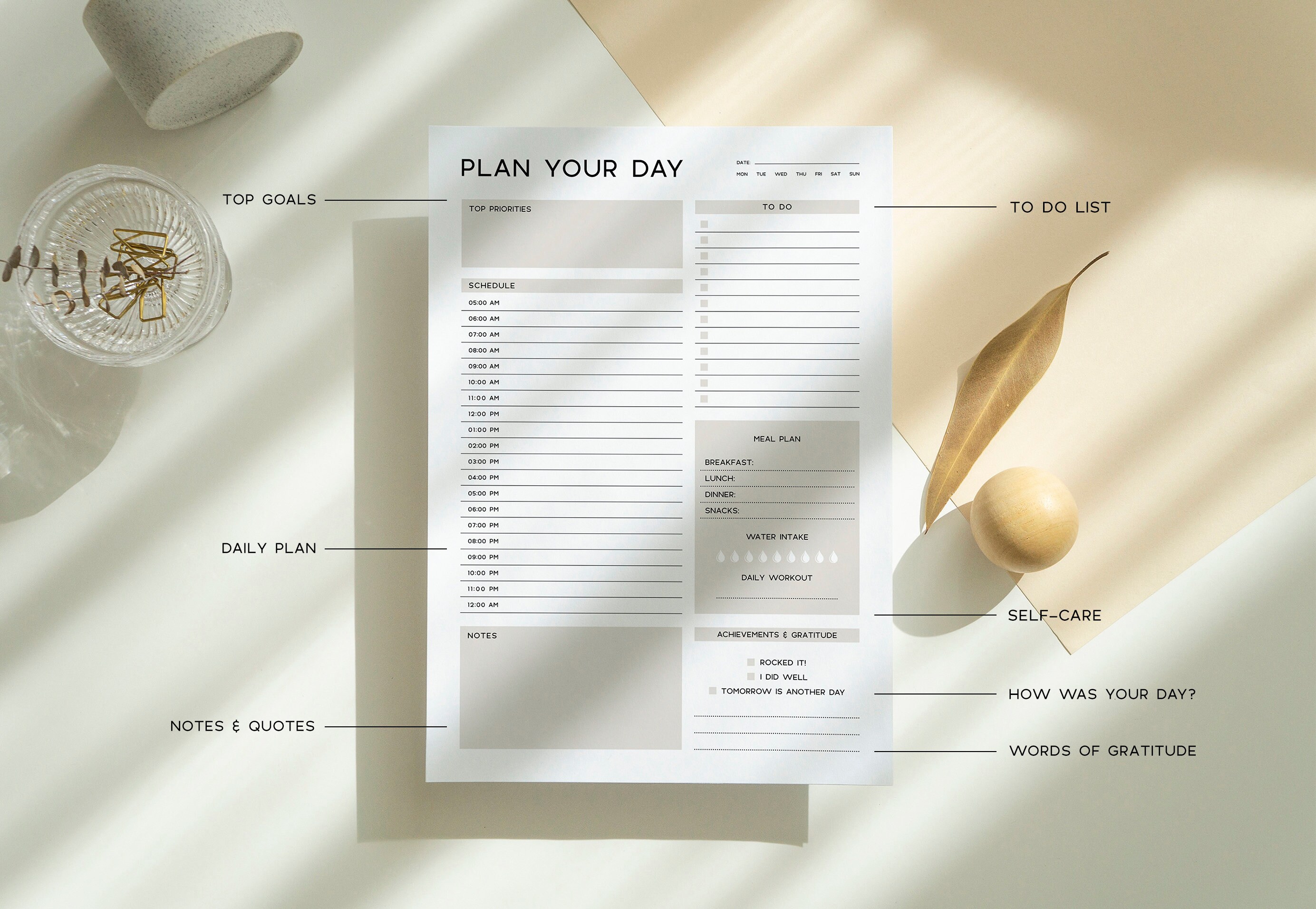Daily Planner Digital Pages, Daily Schedule, Daily Calendar, Printable ...