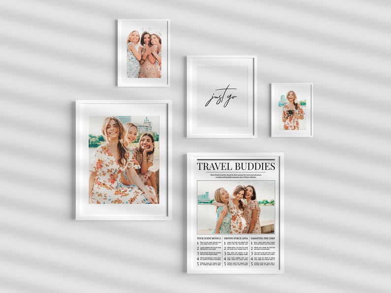 Personalized Travel Buddies Digital Poster, Custom Travel Friends Print ...