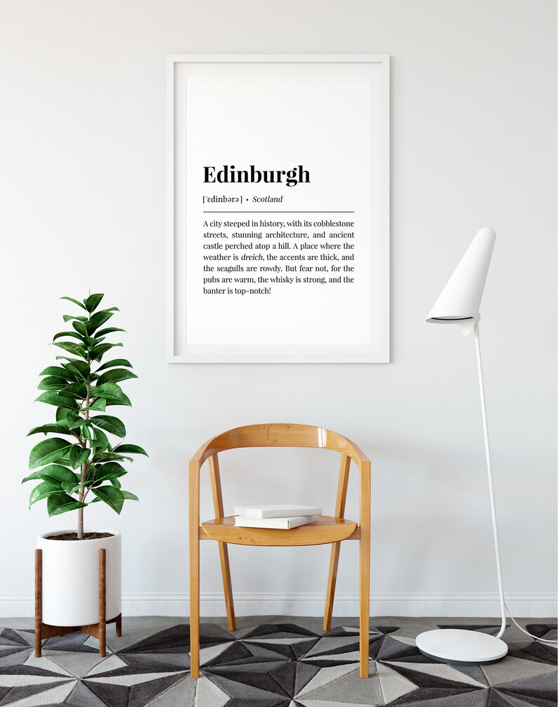 Edinburgh Scotland Digital City Poster, Word Definition Phrase Print ...