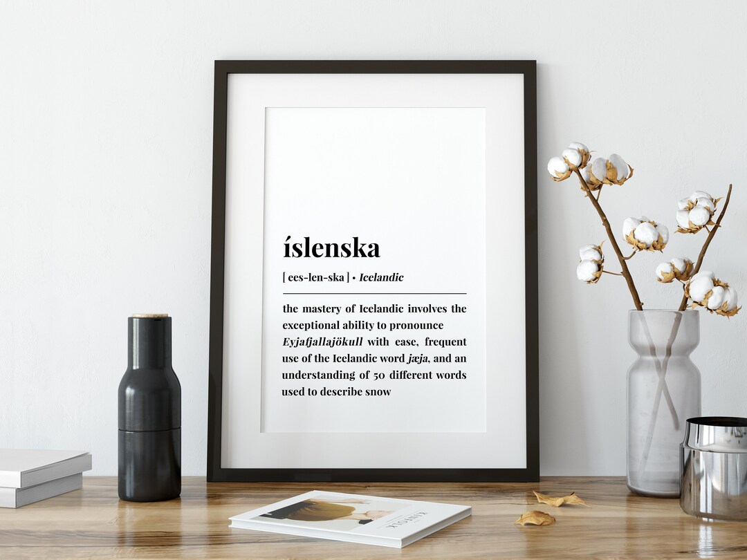 Íslenska Icelandic Phrase Poster, Iceland Word Definition Print ...